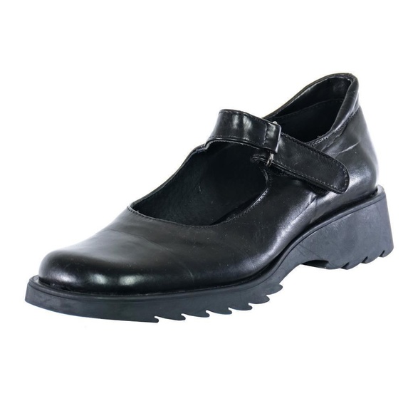 Etre | Shoes | New Etre Mary Janes Flats Square Toe Black Leather Lug ...